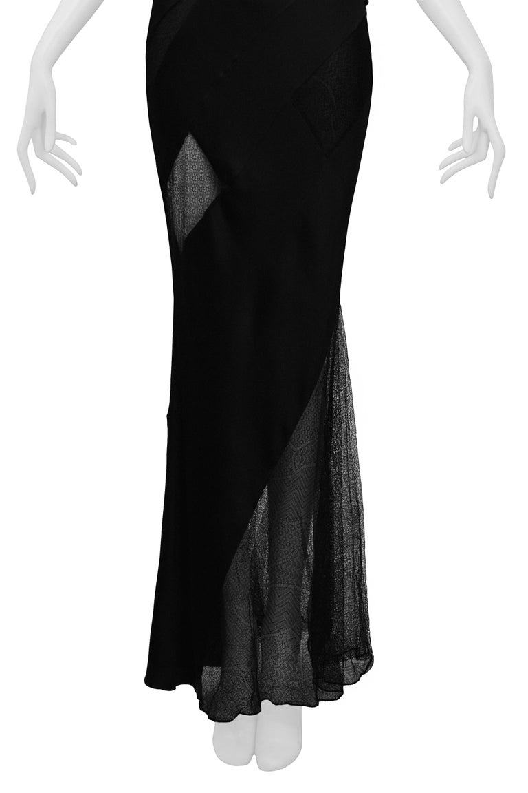 Christian Dior By John Galliano Black Slip Evening Dress With Lace