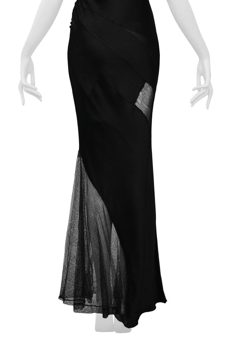 Christian Dior By John Galliano Black Slip Evening Dress With Lace