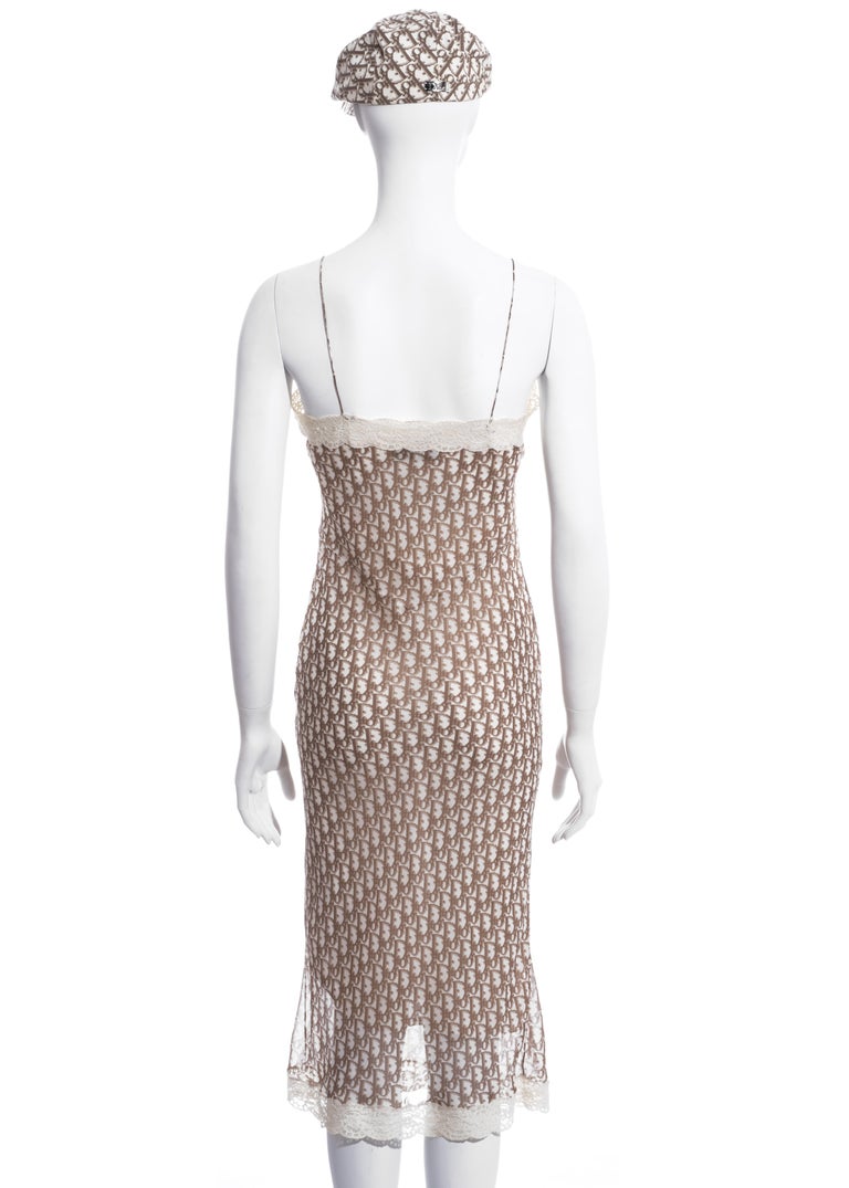 Christian Dior by John Galliano cream monogram dress and hat set, ss ...