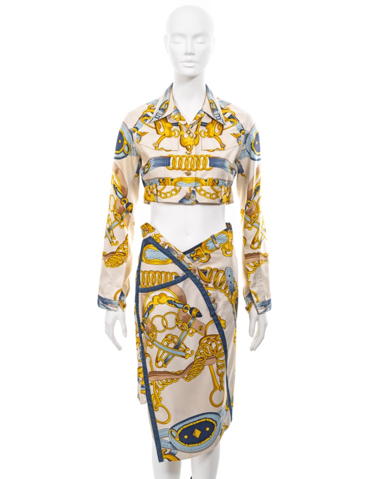 Christian Dior by John Galliano equestrian print silk jacket and skirt ...
