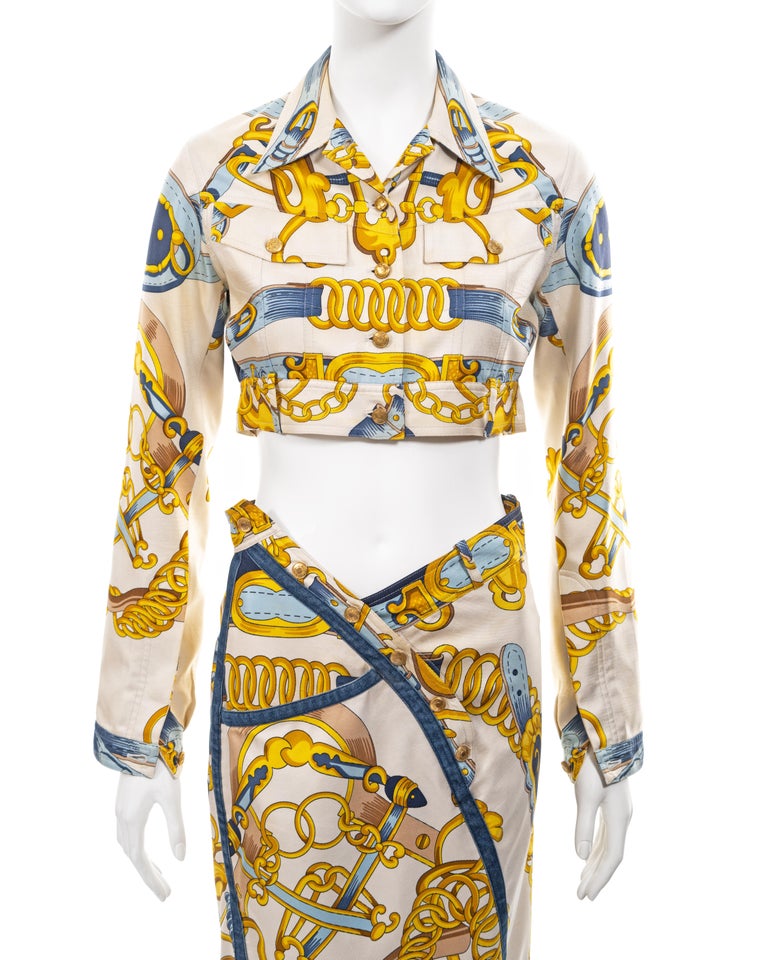 Christian Dior by John Galliano equestrian print silk jacket and skirt ...