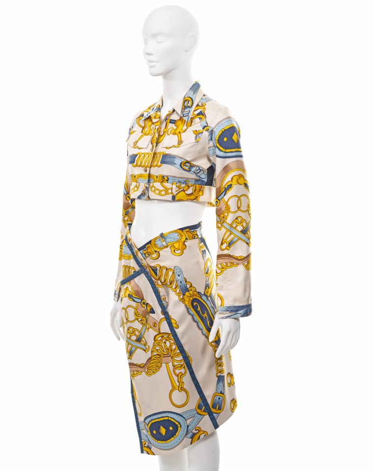 Christian Dior by John Galliano equestrian print silk jacket and skirt ...