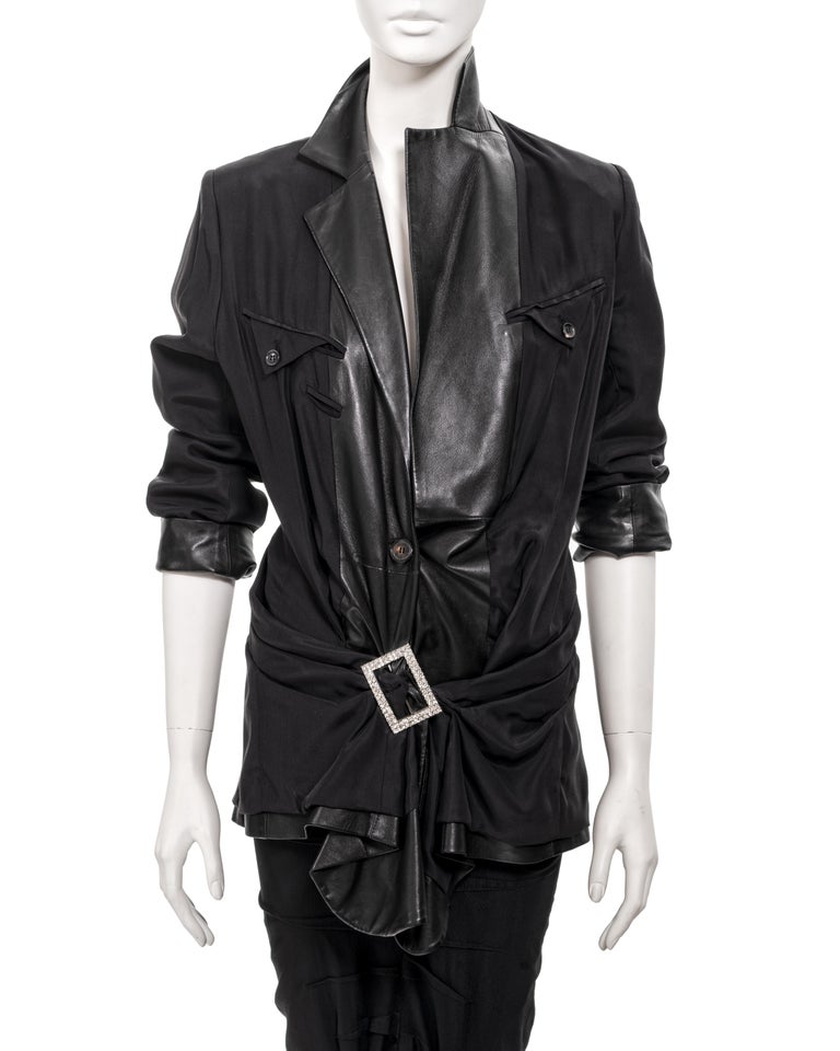 Christian Dior by John Galliano inside-out leather jacket and skirt set ...