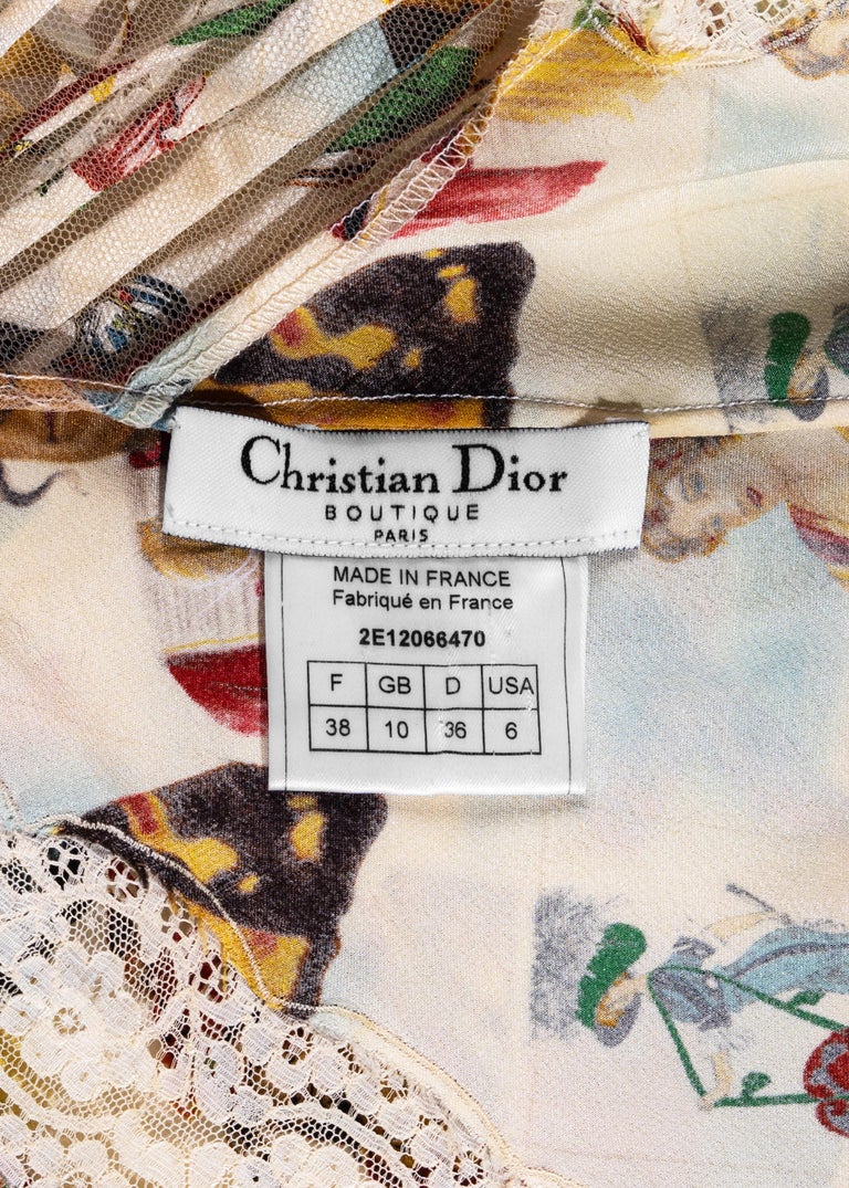 Christian Dior by John Galliano ivory silk stamp print slip dress, ss ...