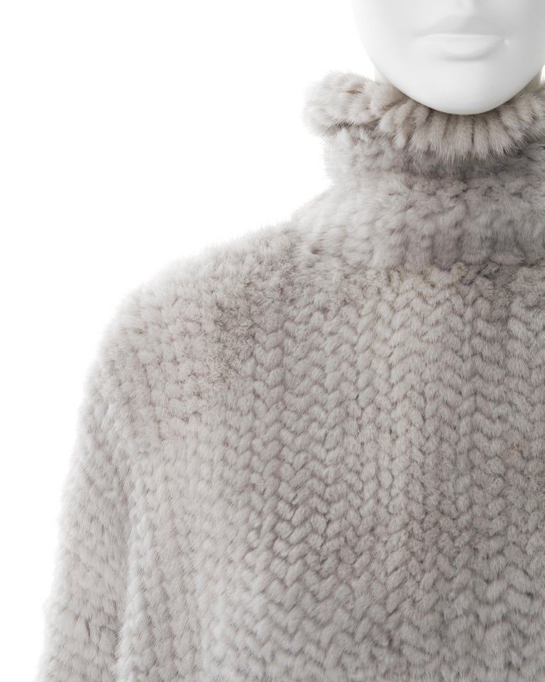 Christian Dior by John Galliano light grey knitted mink fur sweater, fw ...