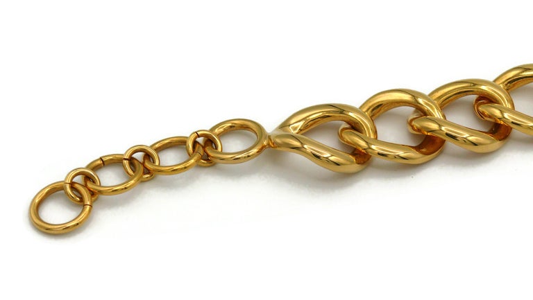 CHRISTIAN DIOR by JOHN GALLIANO Massive Gold Tone ID Tag Chain Necklace ...