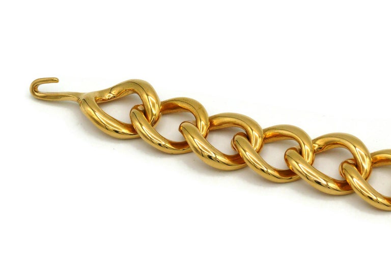 CHRISTIAN DIOR by JOHN GALLIANO Massive Gold Tone ID Tag Chain Necklace ...