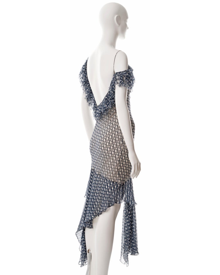Christian Dior by John Galliano monogram silk chiffon bias cut dress ...