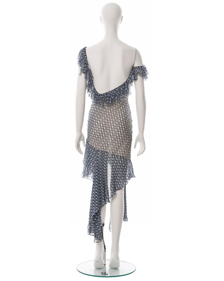 Christian Dior by John Galliano monogram silk chiffon bias cut dress ...
