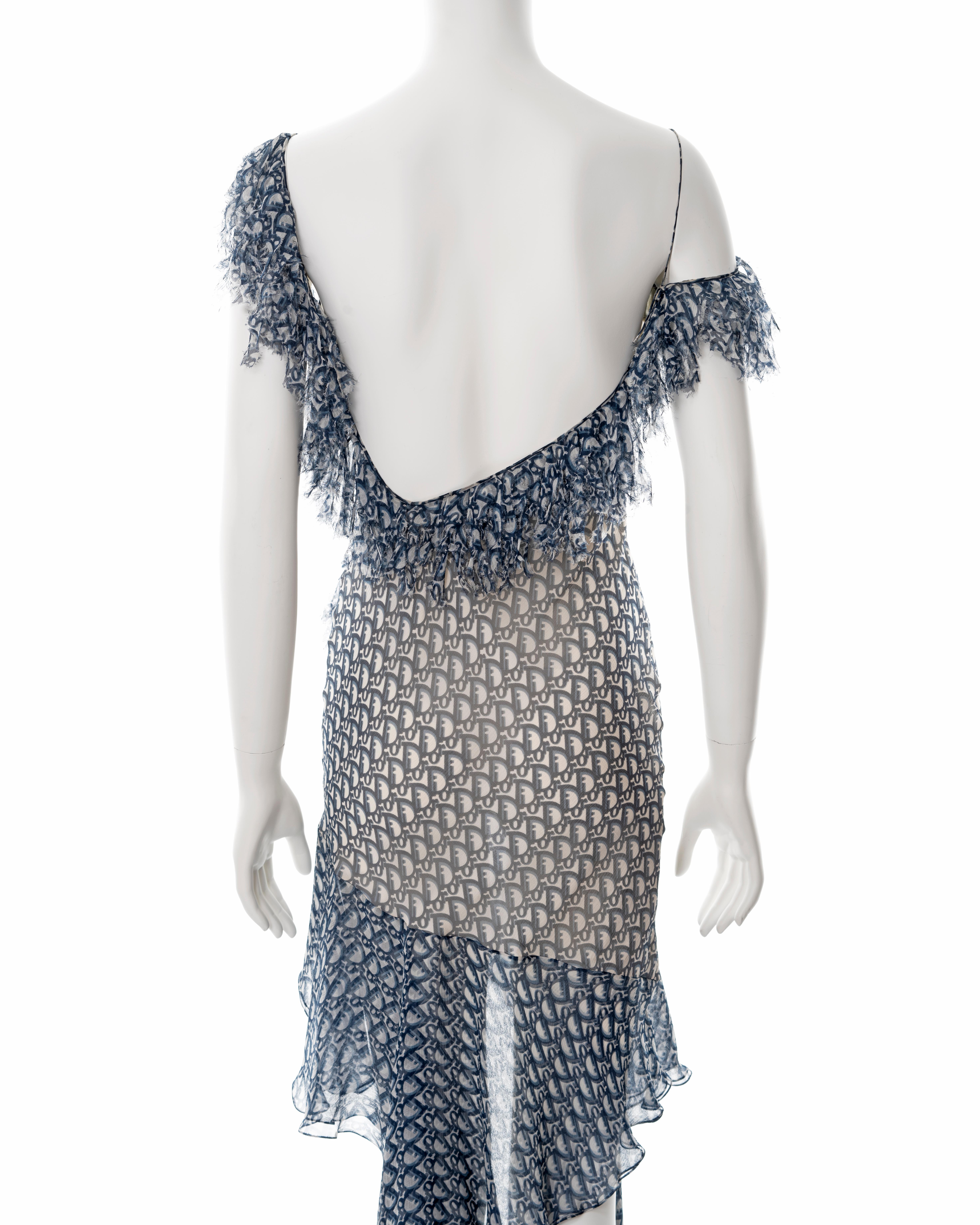 Christian Dior by John Galliano monogram silk chiffon bias cut dress ...