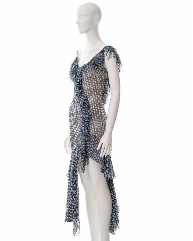 Christian Dior by John Galliano monogram silk chiffon bias cut dress ...