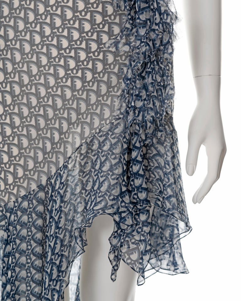 Christian Dior by John Galliano monogram silk chiffon bias cut dress ...
