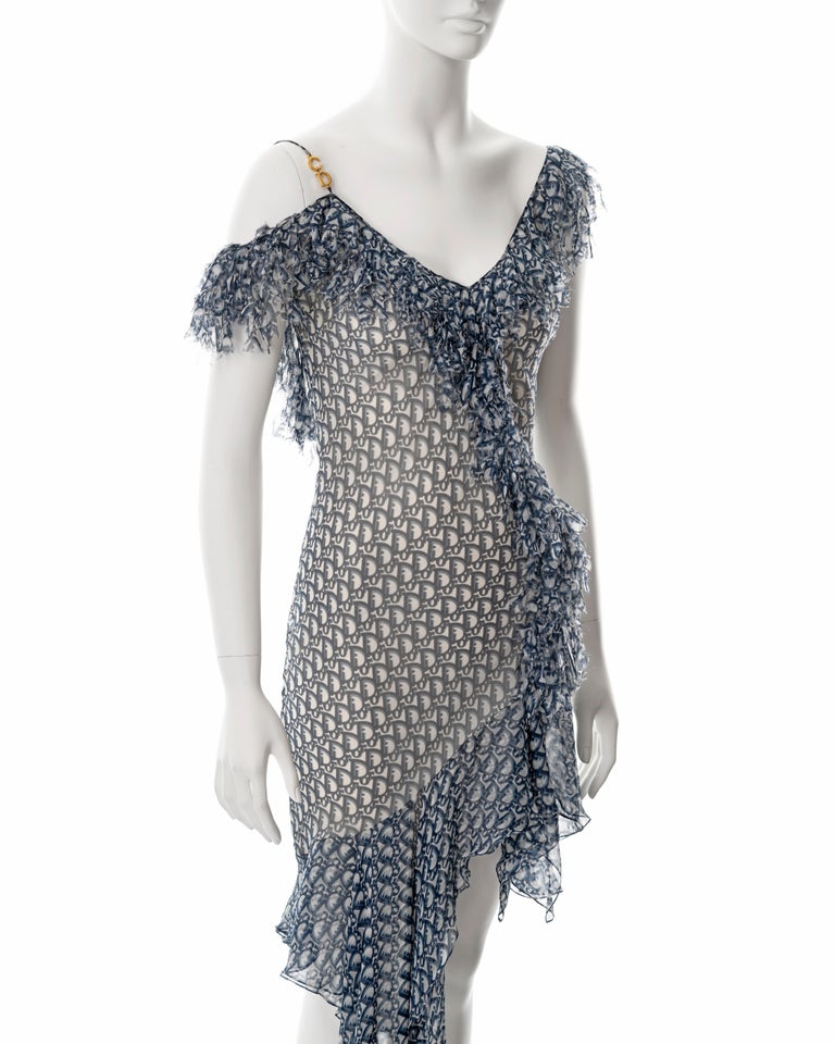 Christian Dior by John Galliano monogram silk chiffon bias cut dress ...