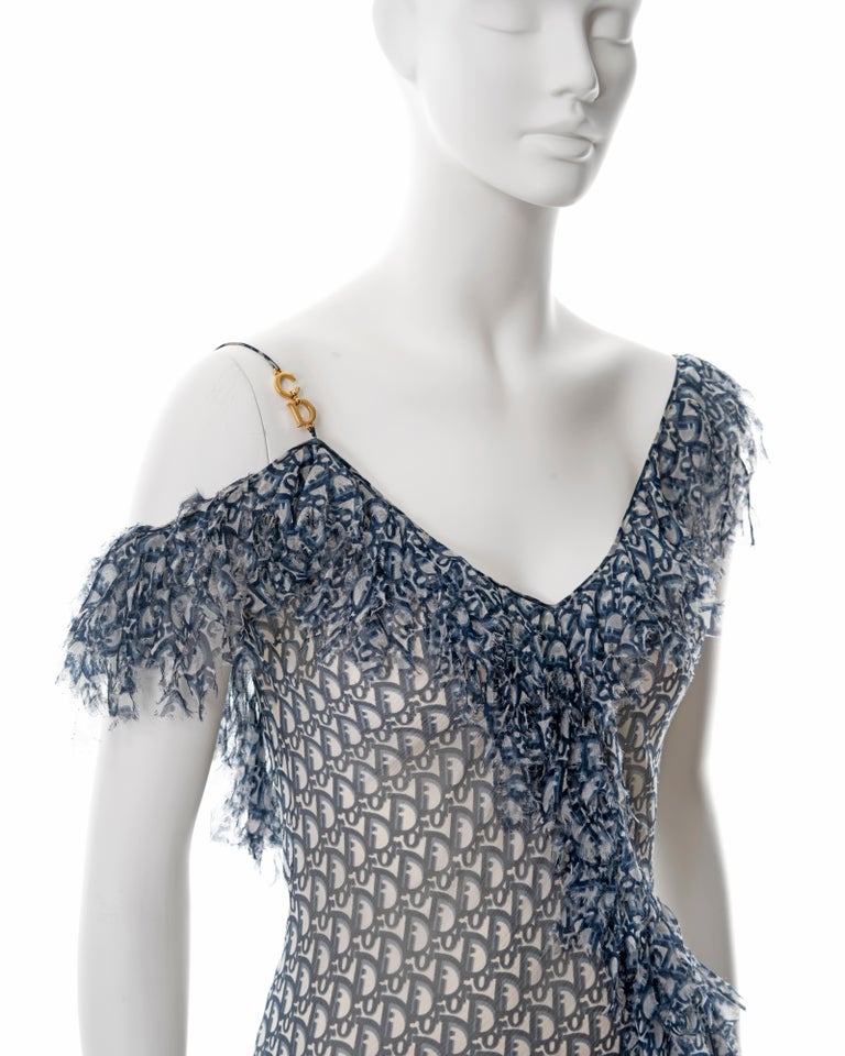 Christian Dior by John Galliano monogram silk chiffon bias cut dress ...