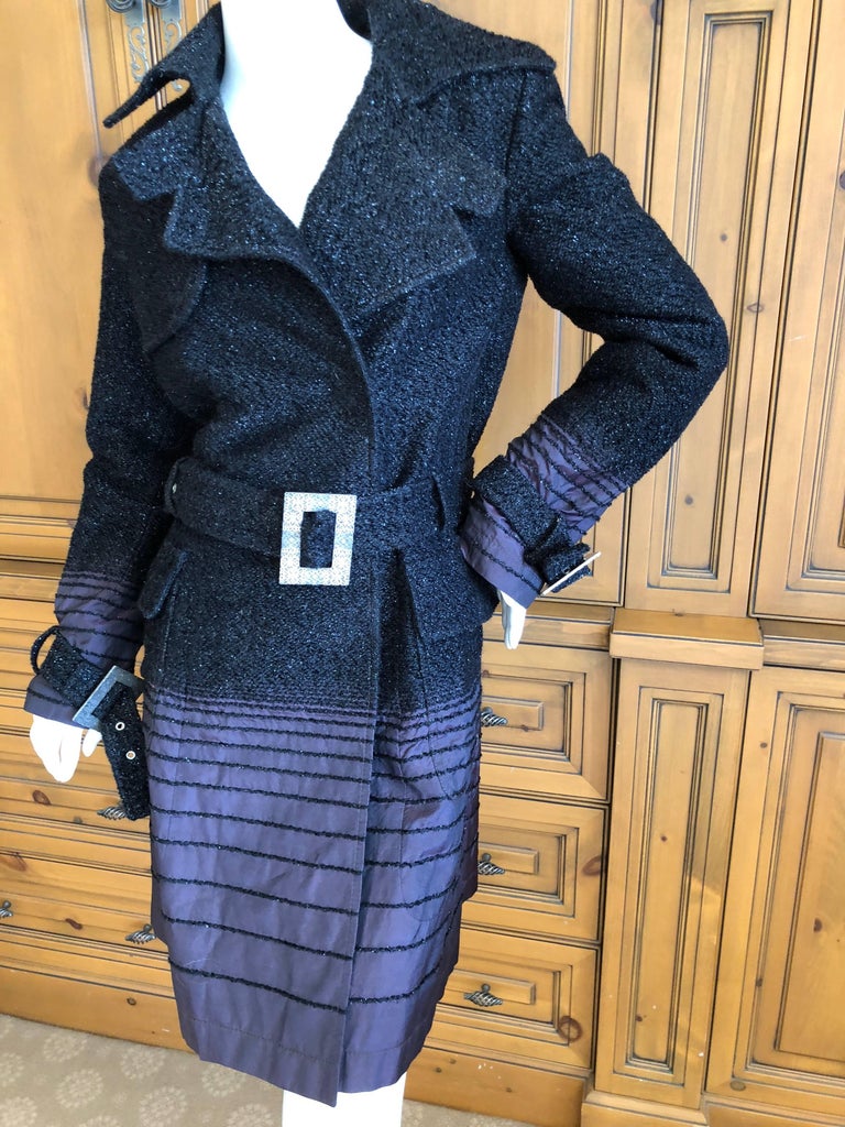 Christian Dior by John Galliano Purple Ombre Silk Metallic Tweed Trench ...