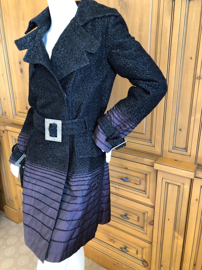 Christian Dior by John Galliano Purple Ombre Silk Metallic Tweed Trench ...