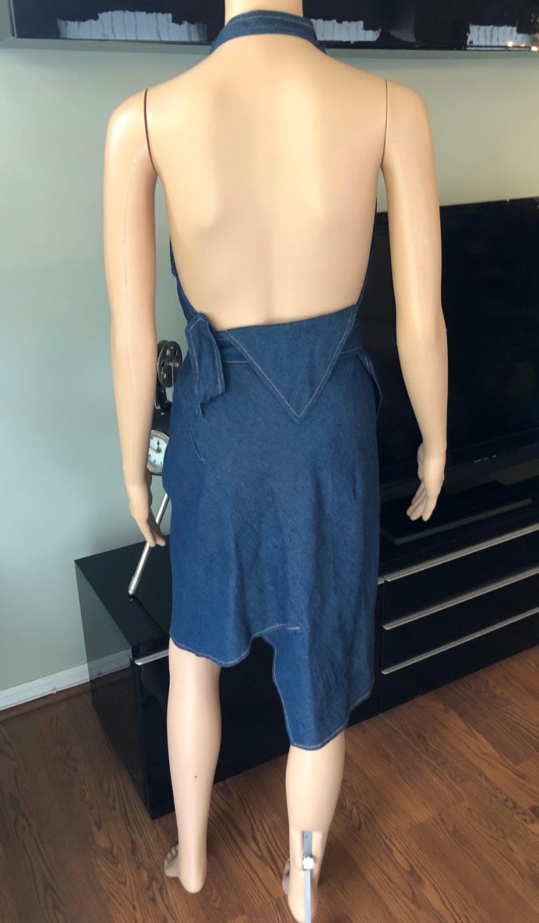 Christian Dior by John Galliano S/S 2000 Runway Denim Halter Backless ...