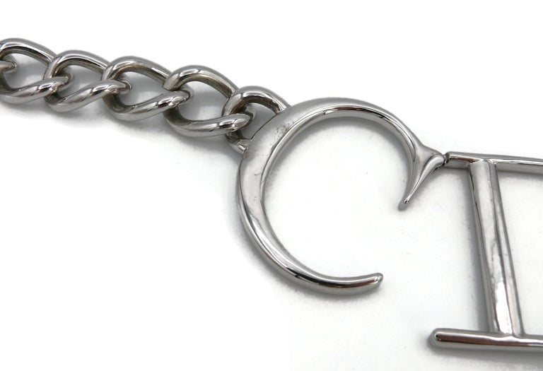 CHRISTIAN DIOR by JOHN GALLIANO Silver Tone Giant CD Chain Necklace ...