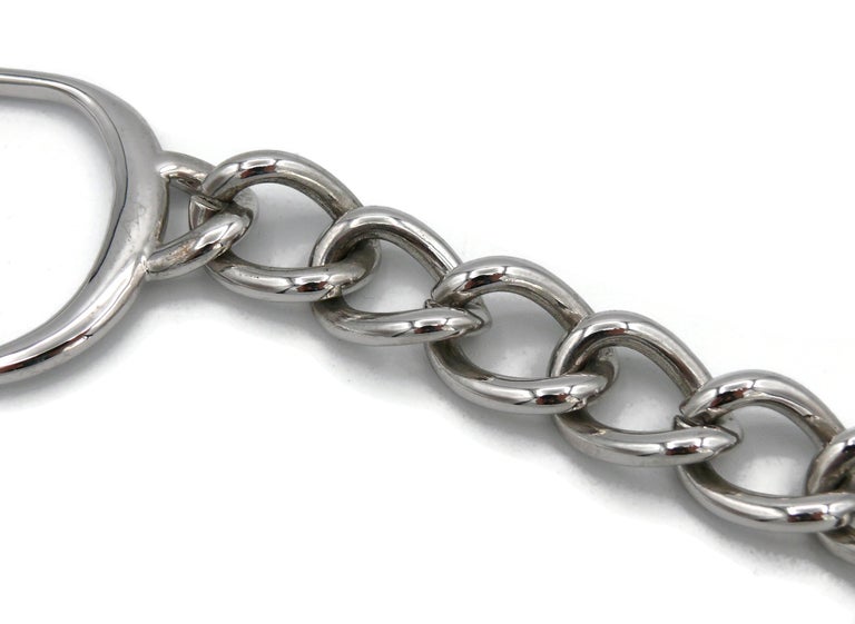 CHRISTIAN DIOR by JOHN GALLIANO Silver Tone Giant CD Chain Necklace ...