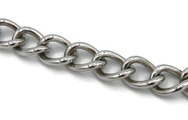 CHRISTIAN DIOR by JOHN GALLIANO Silver Tone Giant CD Chain Necklace ...