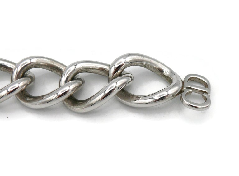 CHRISTIAN DIOR by JOHN GALLIANO Silver Tone Giant CD Chain Necklace ...