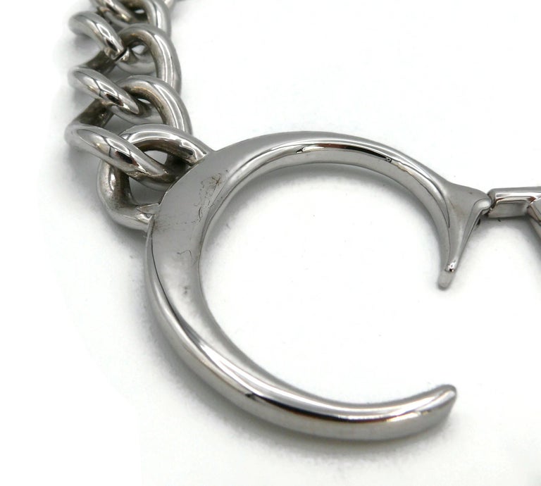 CHRISTIAN DIOR by JOHN GALLIANO Silver Tone Giant CD Chain Necklace ...