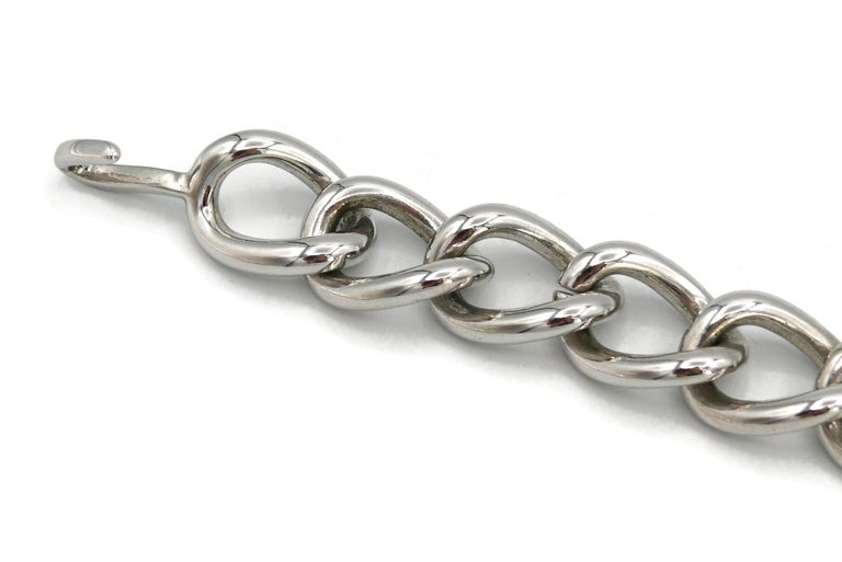 CHRISTIAN DIOR by JOHN GALLIANO Silver Tone Giant CD Chain Necklace ...