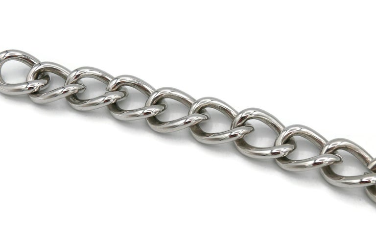 CHRISTIAN DIOR by JOHN GALLIANO Silver Tone Giant CD Chain Necklace ...