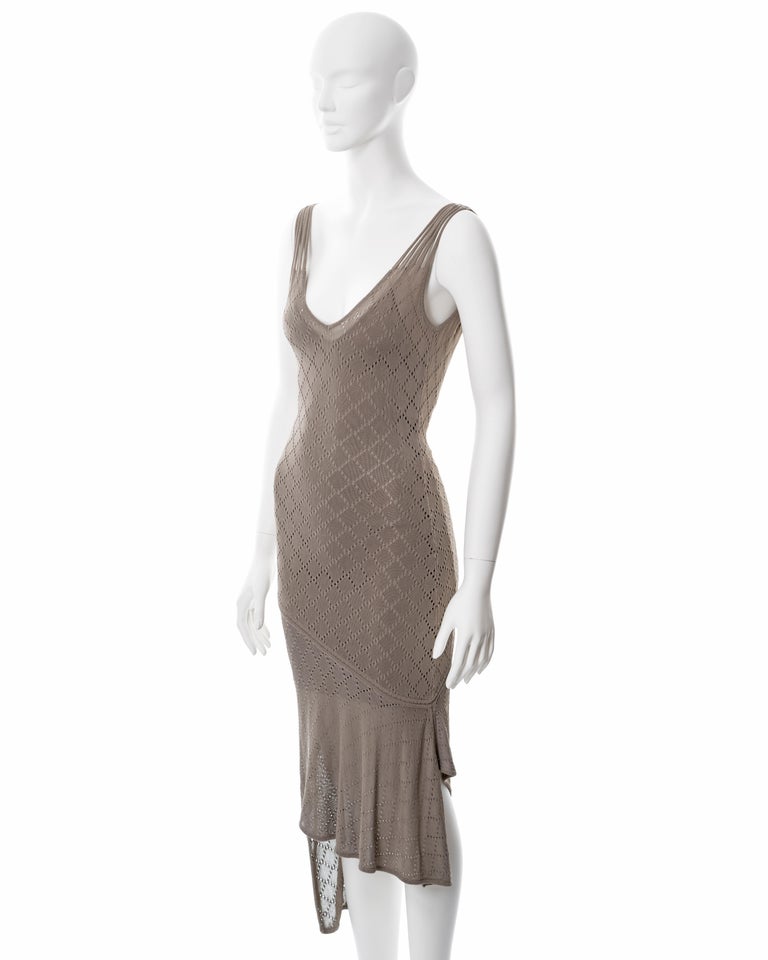 Christian Dior by John Galliano taupe open-knit dress, ss 2001 For Sale ...
