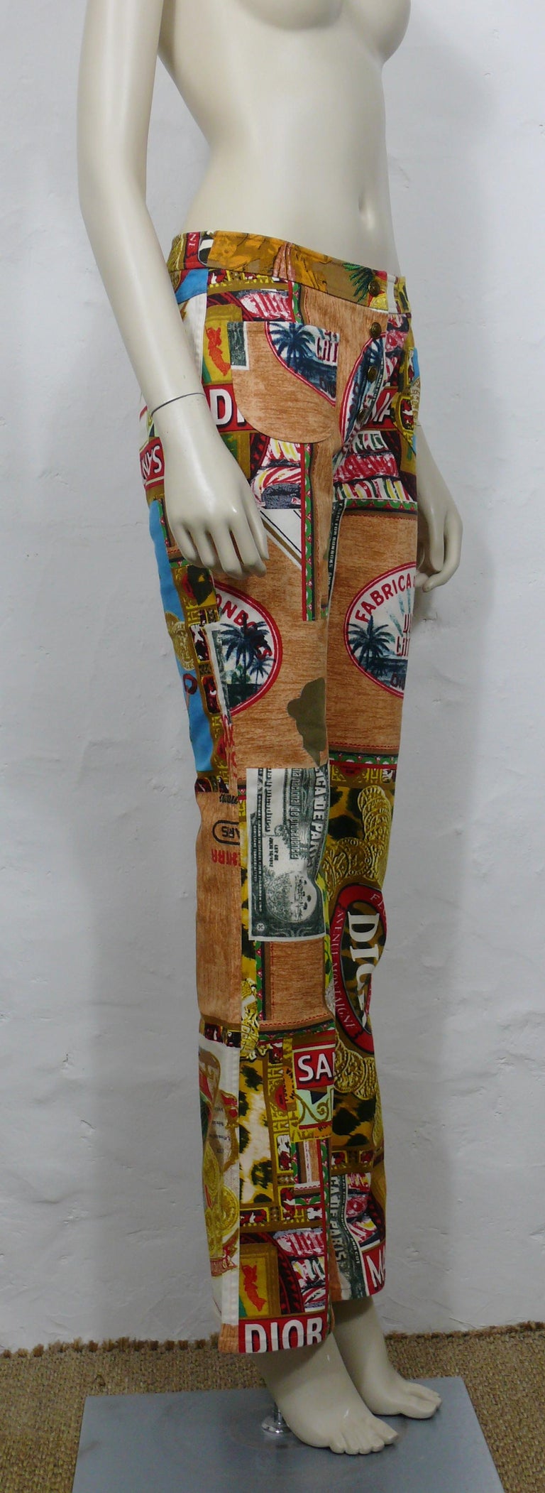 CHRISTIAN DIOR by JOHN GALLIANO Vintage Cuban/Latino Print Denim Pants ...