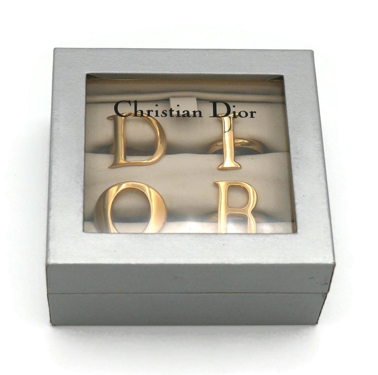CHRISTIAN DIOR by JOHN GALLIANO Vintage God Toned Dior Letter Ring Set ...