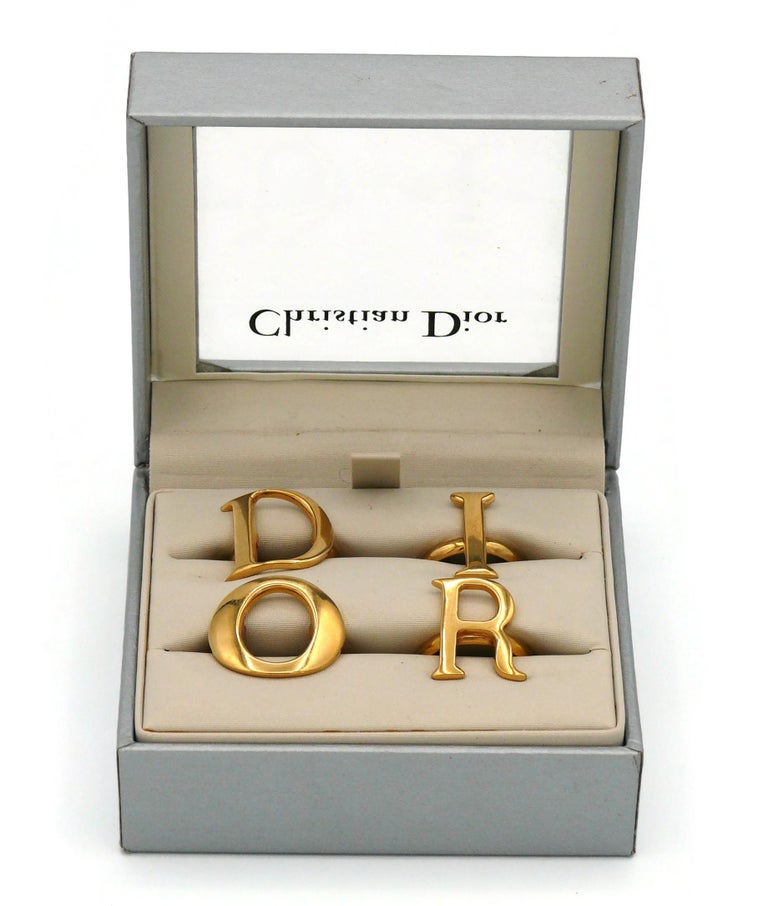 CHRISTIAN DIOR by JOHN GALLIANO Vintage God Toned Dior Letter Ring Set ...