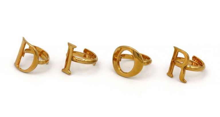 CHRISTIAN DIOR by JOHN GALLIANO Vintage God Toned Dior Letter Ring Set ...