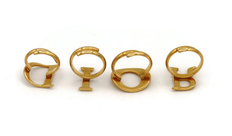 CHRISTIAN DIOR by JOHN GALLIANO Vintage God Toned Dior Letter Ring Set ...
