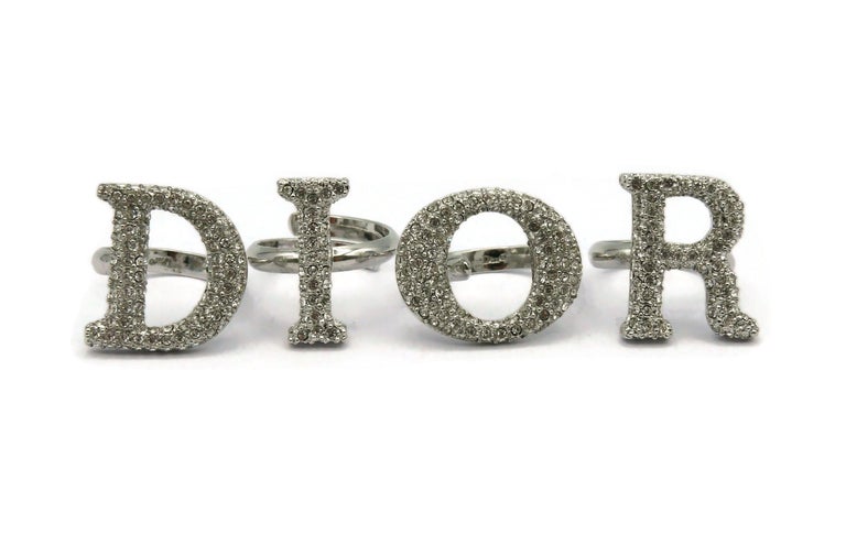 CHRISTIAN DIOR by JOHN GALLIANO Vintage Jewelled Silver Tone D I O R ...