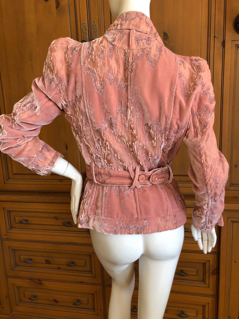 Christian Dior by John Galliano Vintage Rose Devore Velvet Embellished ...