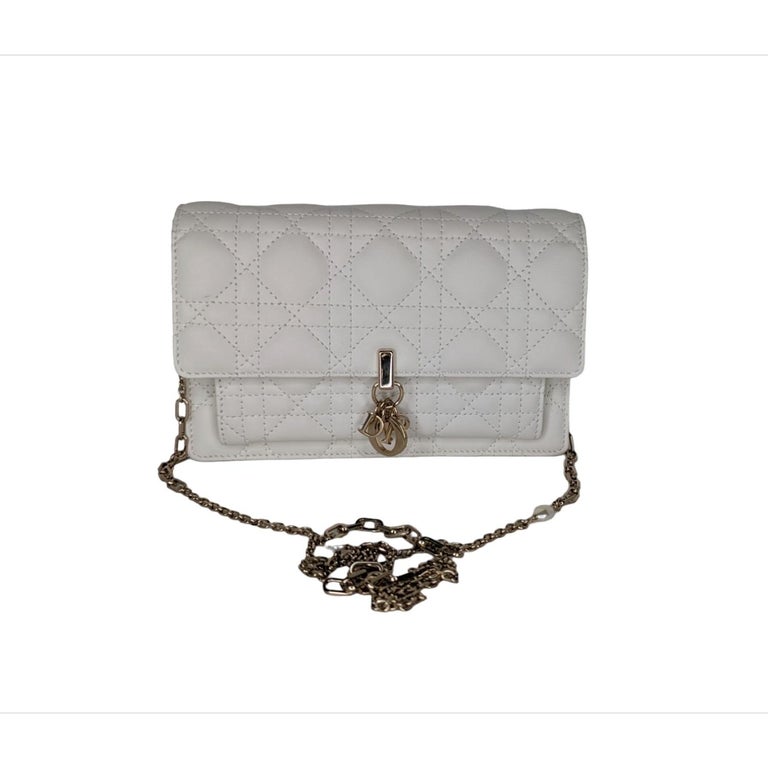 Christian Dior Cannage Lambskin Lady Dior Chain Pouch For Sale at 1stDibs