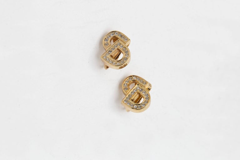 Christian Dior CD initial clip-on earrings, gold-plated metal For Sale ...