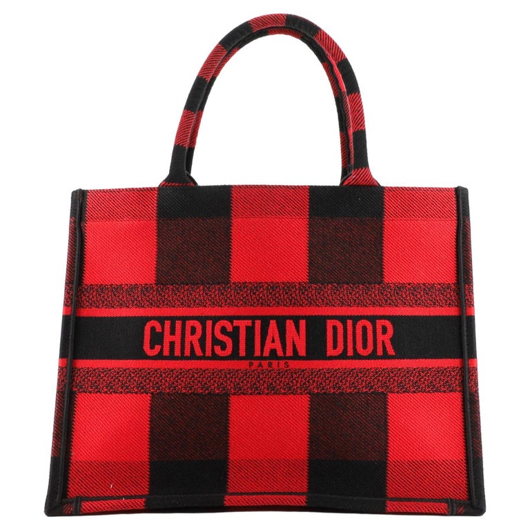 Christian Dior Check'N'Dior Book Tote Plaid Canvas Small For Sale at ...