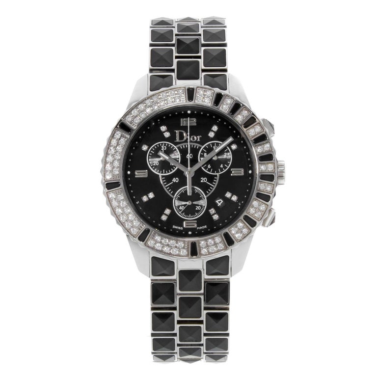 Christian Dior Christal Black Diamonds Ceramic Steel Unisex Watch ...