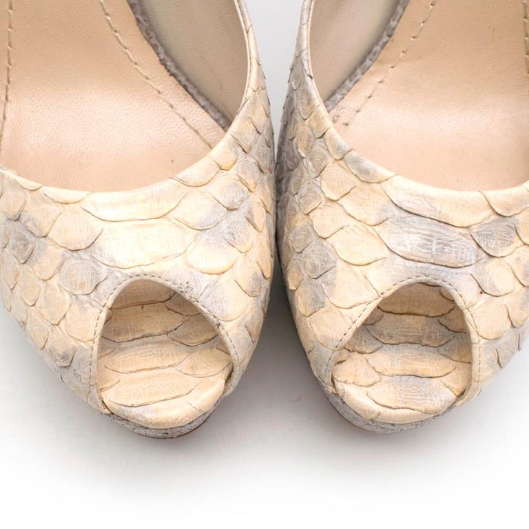 Christian Dior Cream and Grey Python Platform Pumps - Size EU 37.5 For ...