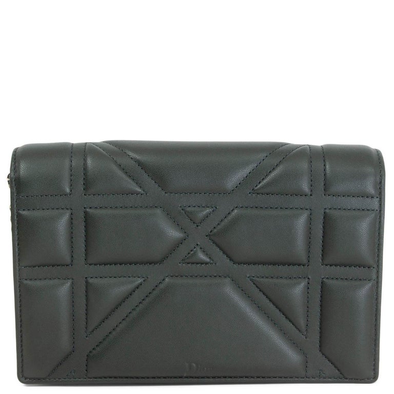 CHRISTIAN DIOR dark green leather DIORAMA WOC Wallet on Chain Bag For ...