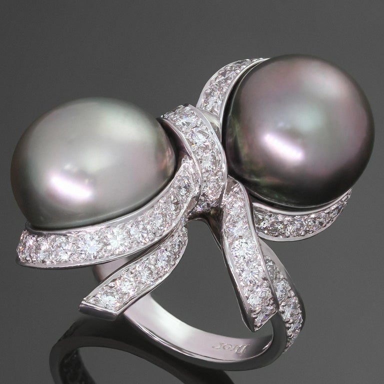 Christian Dior Diamond Tahitian Pearl White Gold Caprice Ring For Sale ...