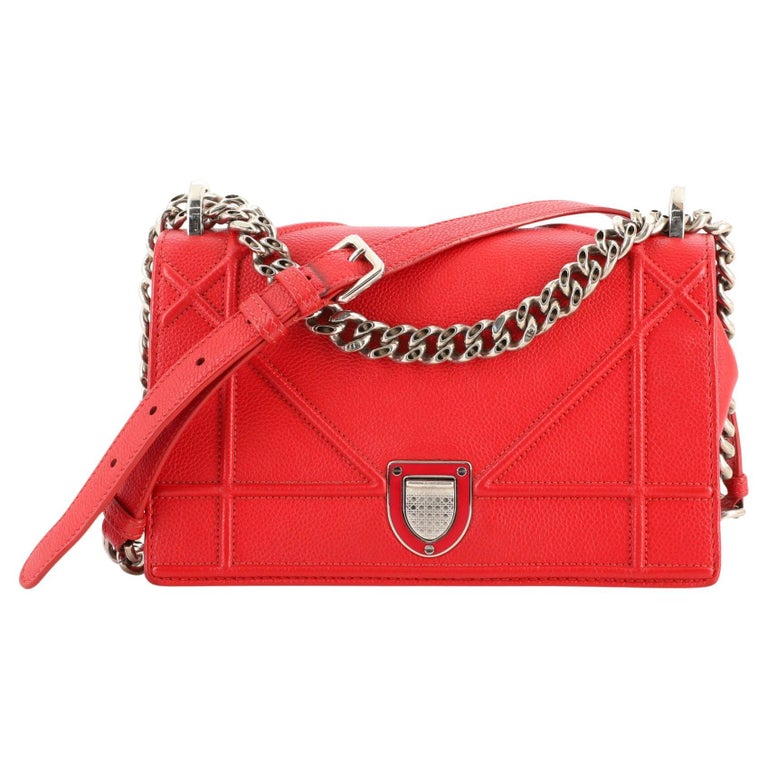 Christian Dior Diorama Flap Bag Grained Calfskin Small For Sale at 1stDibs