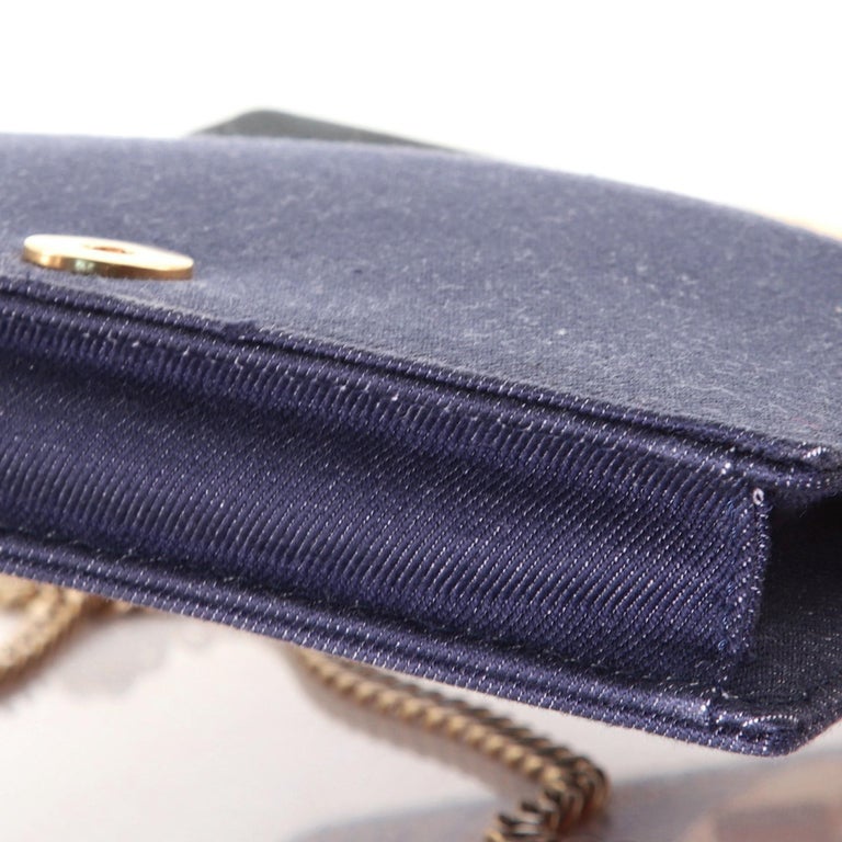 Christian Dior Diorama Wallet on Chain Cannage Studded Denim at 1stDibs
