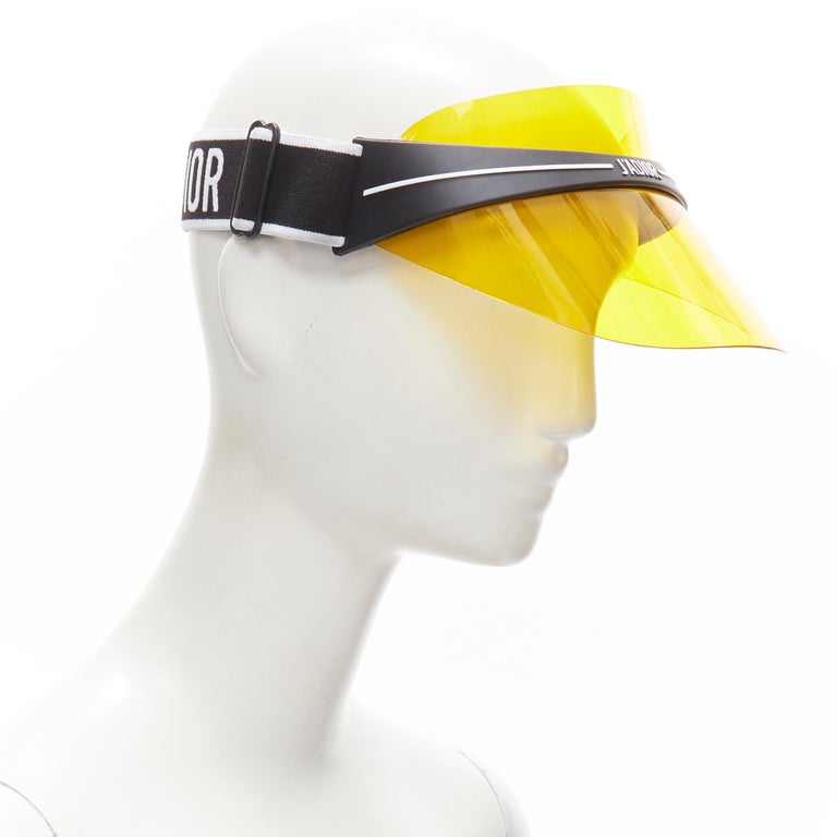 CHRISTIAN DIOR DiorClub1 Signatire yellow visor shield hat For Sale at 1stDibs