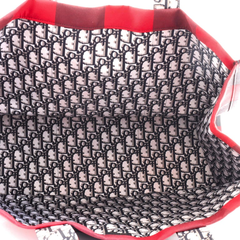 Christian Dior DiorDouble Tote Printed Canvas and Oblique Canvas Large ...