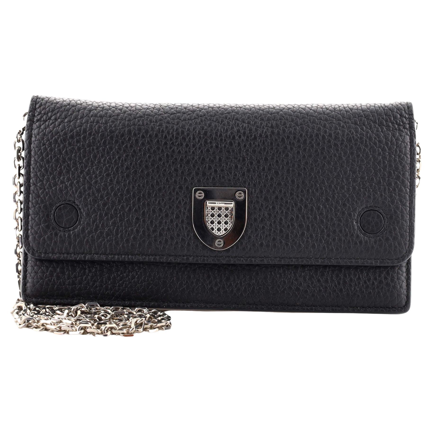 Dior Navy Blue Cannage Patent Leather Mini Lady Dior Wallet at 1stDibs
