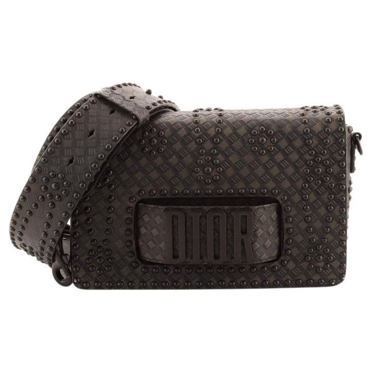 Christian Dior Dio(r)evolution Flap Bag Studded Embossed Leather Medium ...
