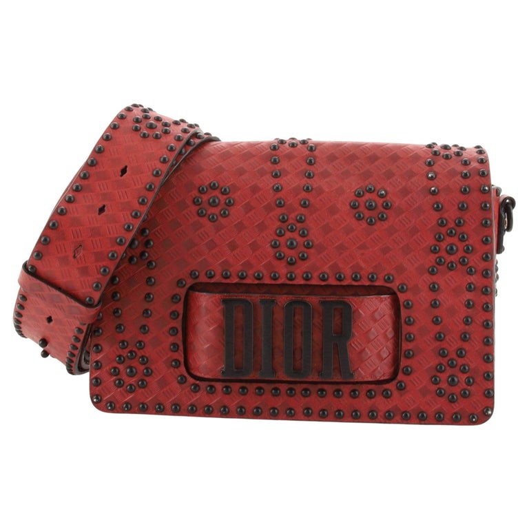 Christian Dior Dio(r)evolution Flap Bag Studded Embossed Leather Medium ...